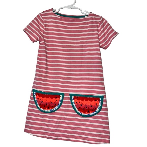 Mini Boden | Dresses | Mini Boden Striped Pink Dress With Ruffle ...